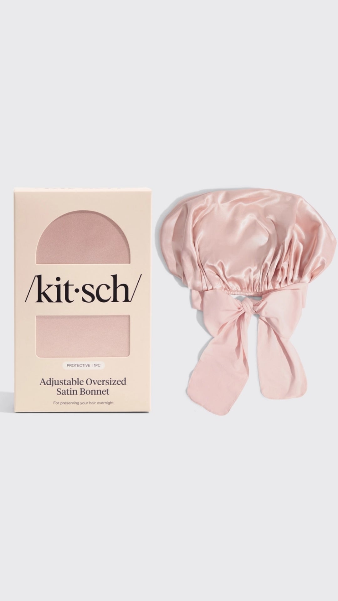 ADJUSTABLE OVERSIZED SATIN BONNET - BLUSH | KITSCH – VELENZIA